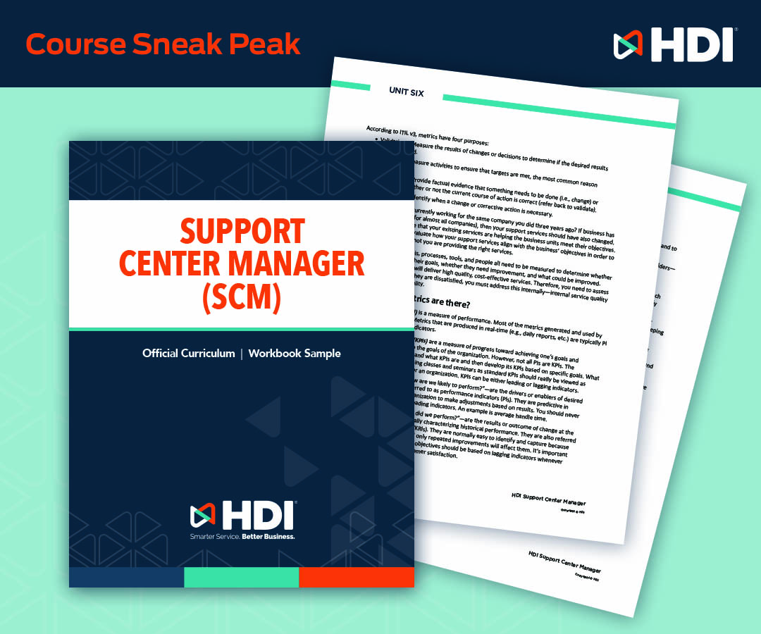 Support Center Manager Course Sneak Peek | HDI